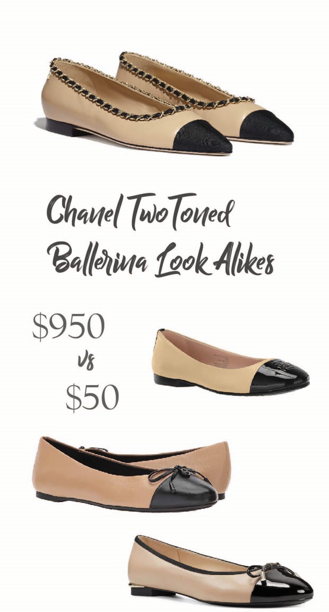 Chanel Two-Toned Ballerina Flats Look-Alikes - Luxe Dupes